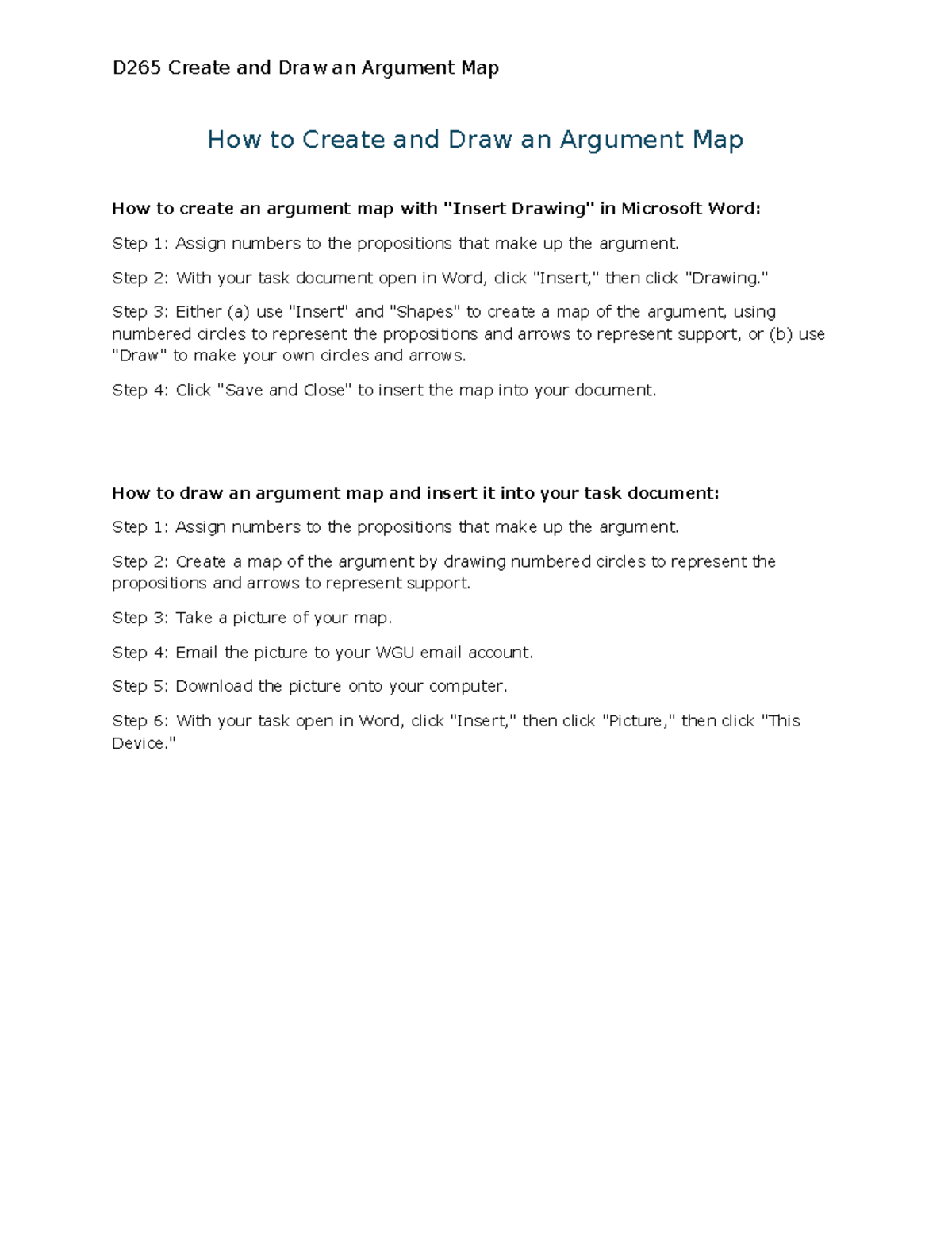 D265 How to Create and Draw an Argument Map in Word - Studocu