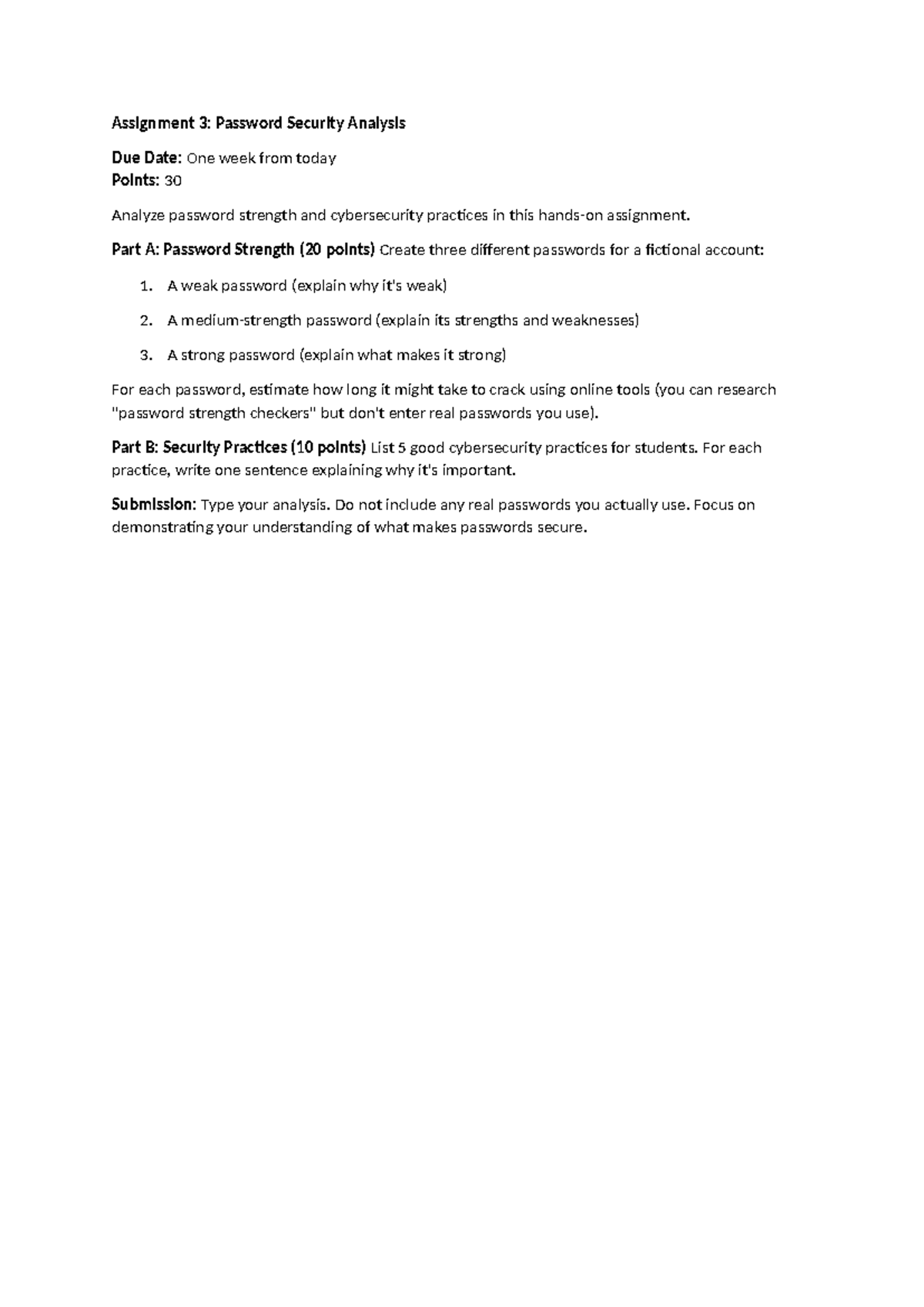 Assignment 3: Password Security Analysis and Best Practices - Studocu
