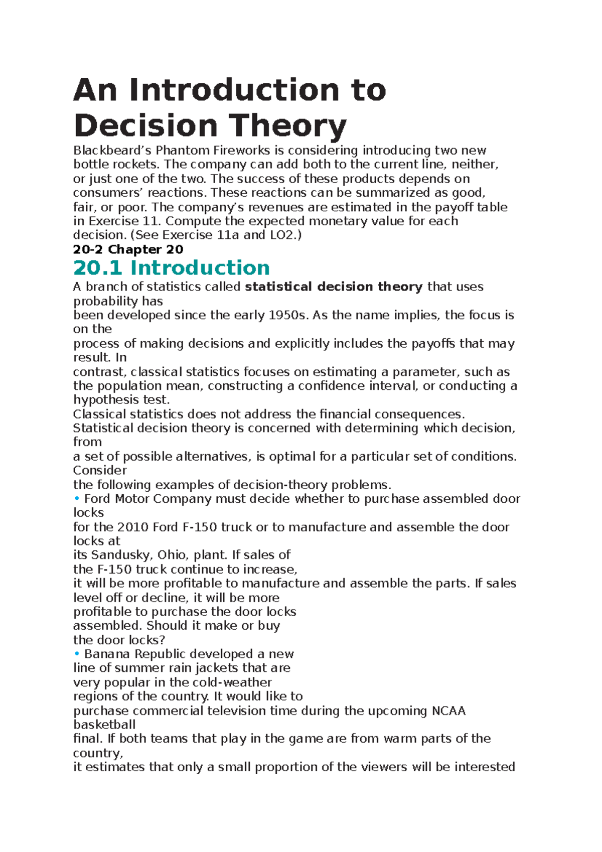 An Introduction to Decision Theory - Overview and Key Concepts - Studocu
