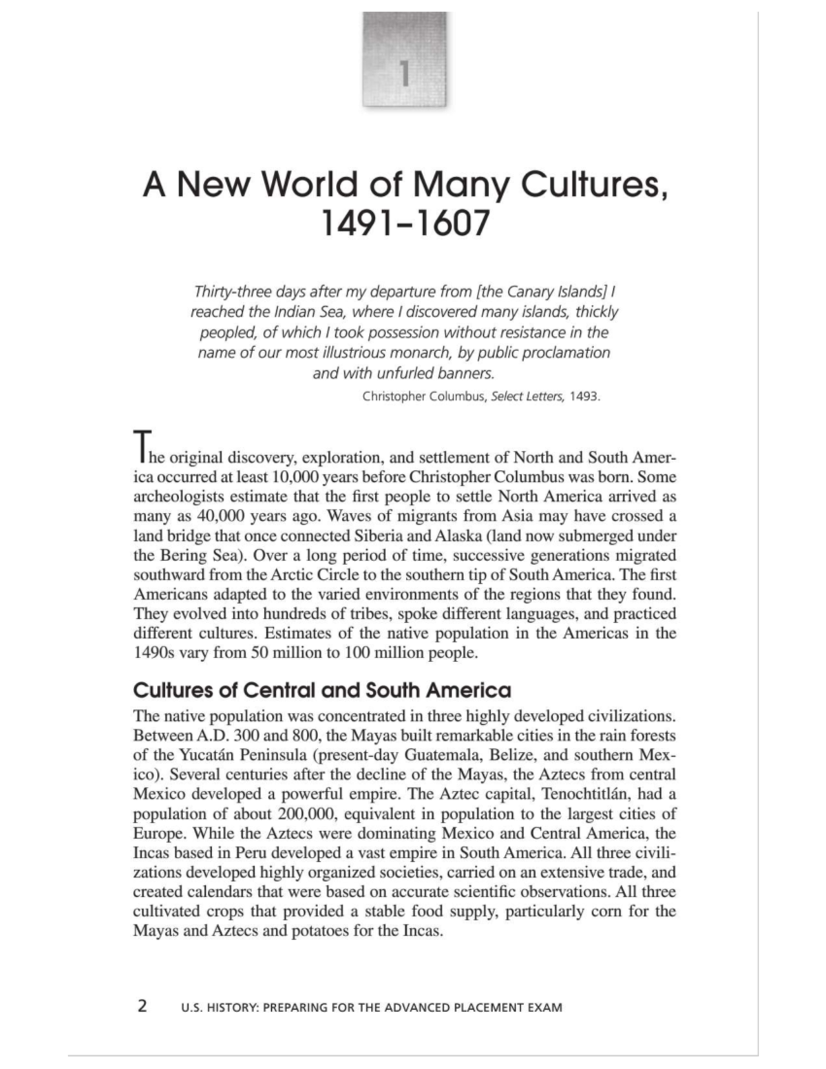 APUSH AMSCO Chapters 1-3: A New World of Many Cultures and Early ...