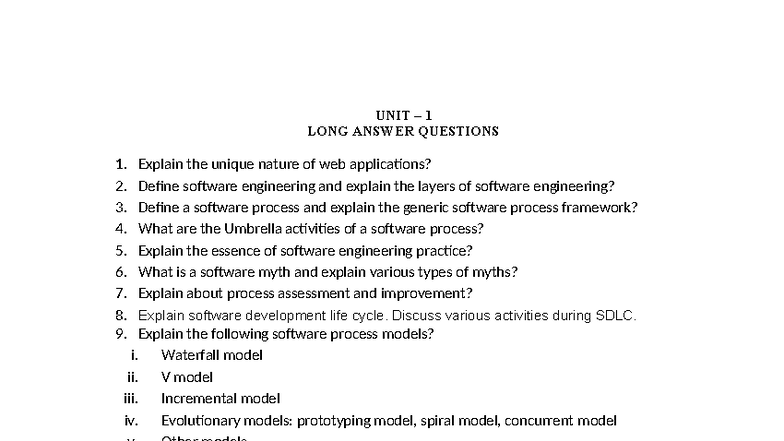 PSE Unit Wise Important Long Answer Questions and Topics - Studocu