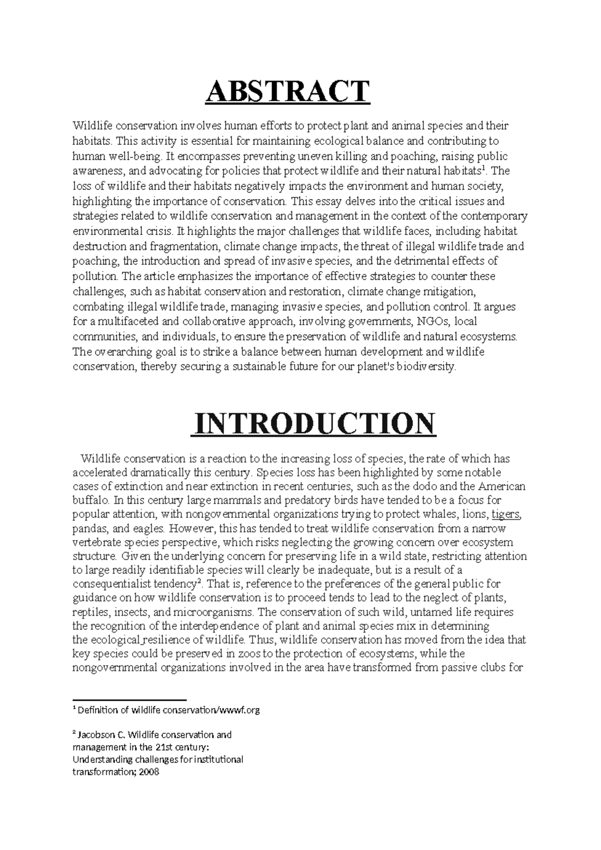 Wildlife Conservation Strategies and Challenges: A Comprehensive ...