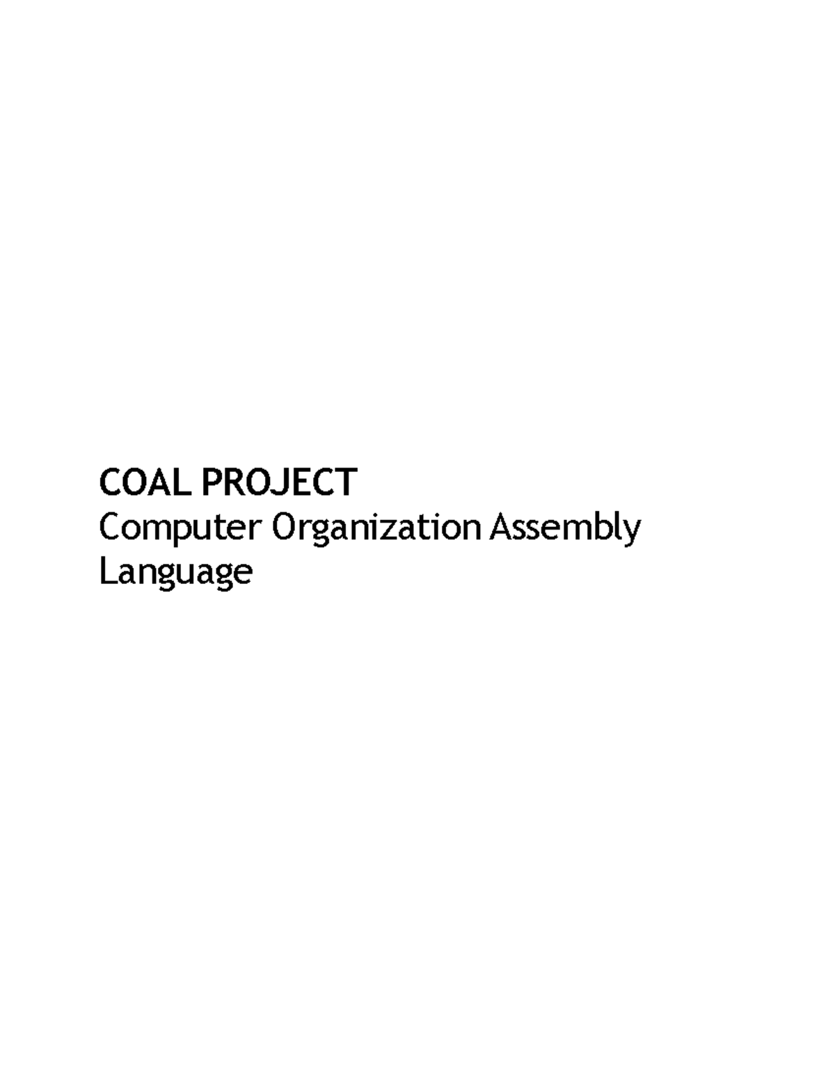 COAL 101: C++ and MIPS Assembly Logic Project Documentation - Studocu