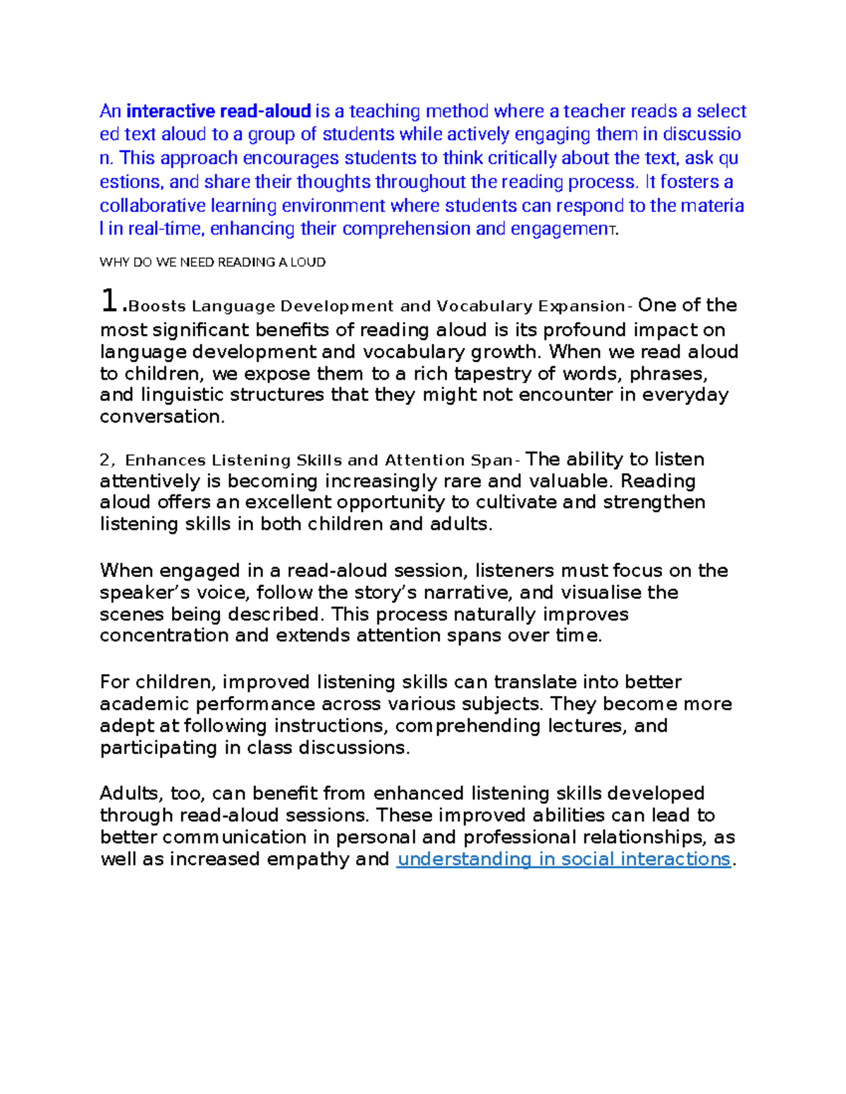 Interactive Read Aloud Strategies for Engaging Students in Learning ...