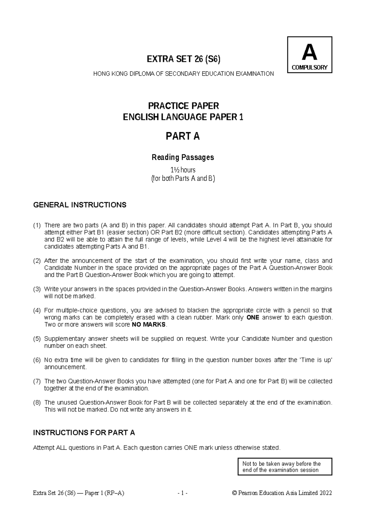 ES26 S6 P1 Student - English Language Paper 1 Practice Mock Set 26 ...