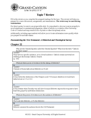 BIB 107 RS T6Review - Topic 6 Review - Topic 6 Review Fill in the ...