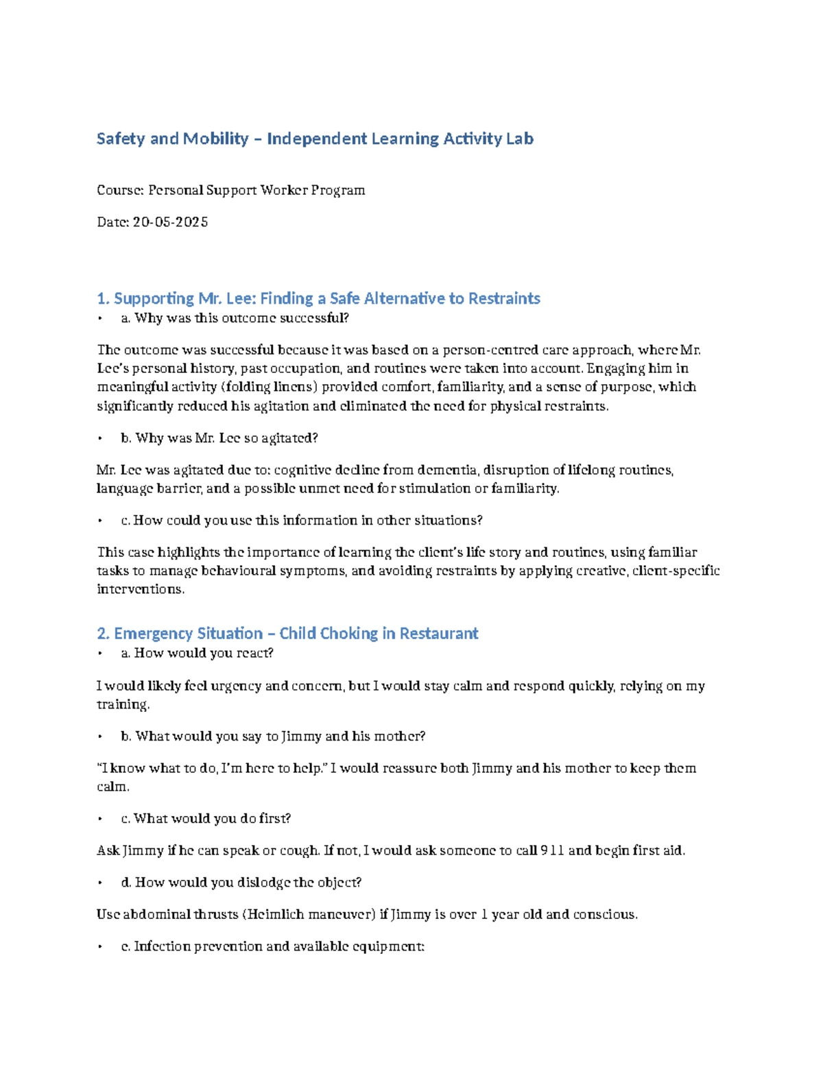 Palliative Care Workbook Answers: PSW Course Insights - Studocu