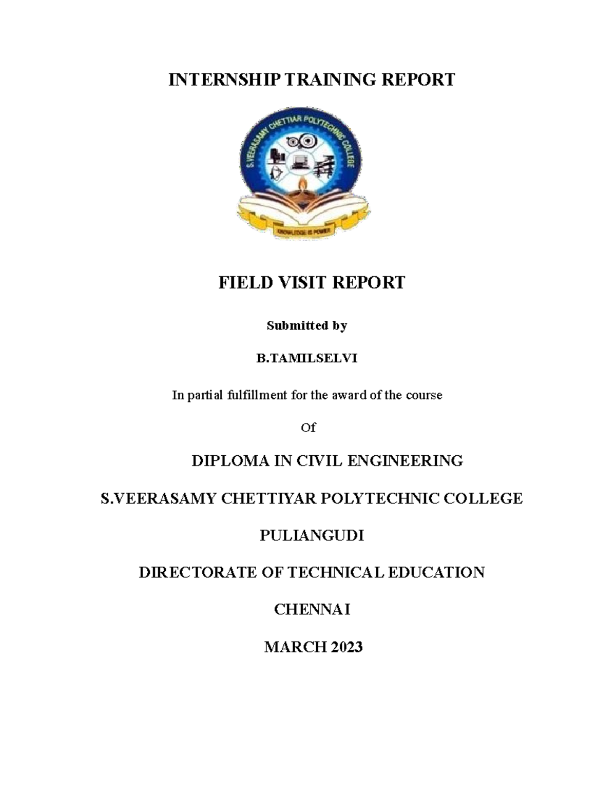 Internship Report on Civil Engineering - SVC Diploma Program - Studocu