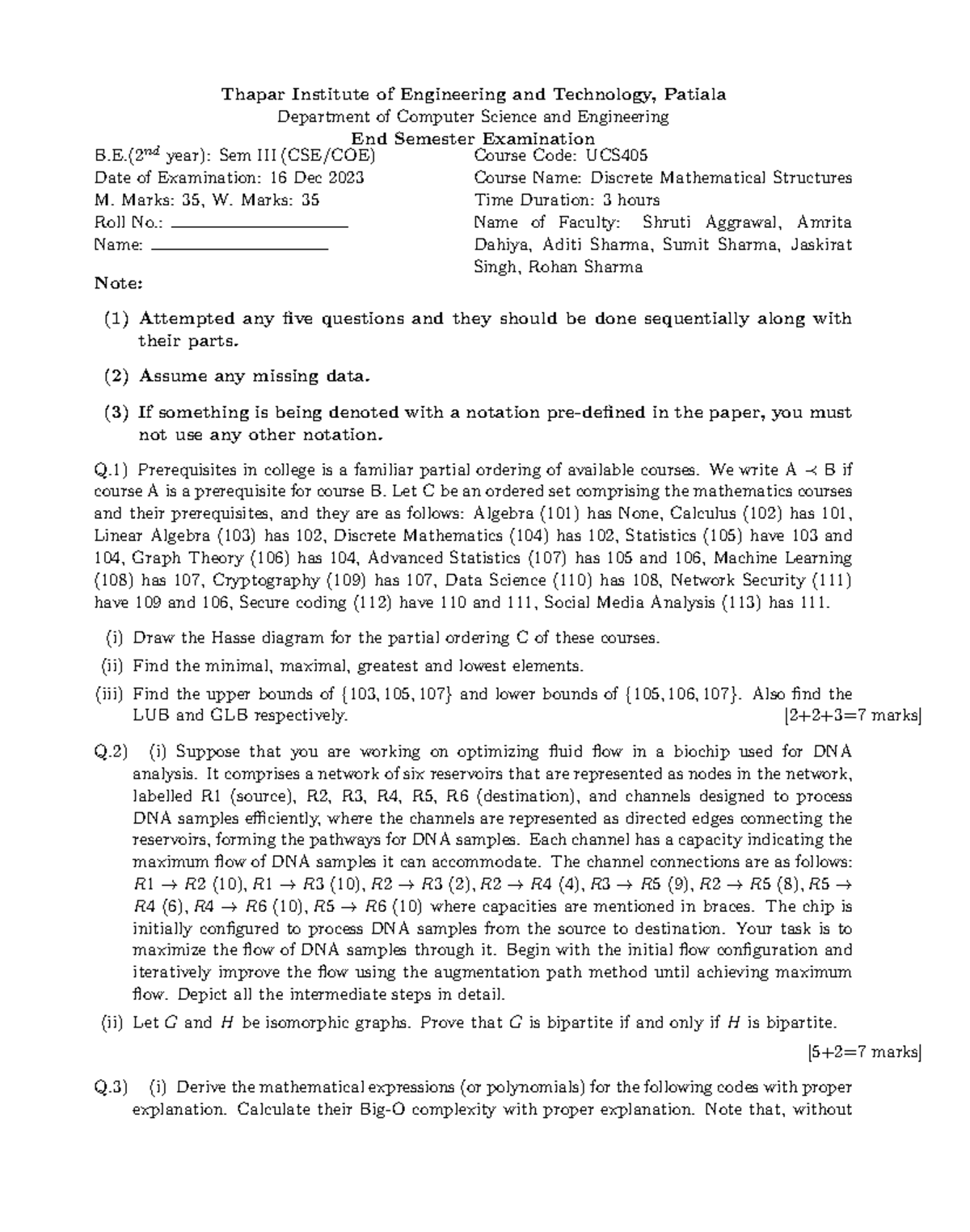 DMS 23 EST - Discrete Mathematical Structures End Semester Exam Guide ...