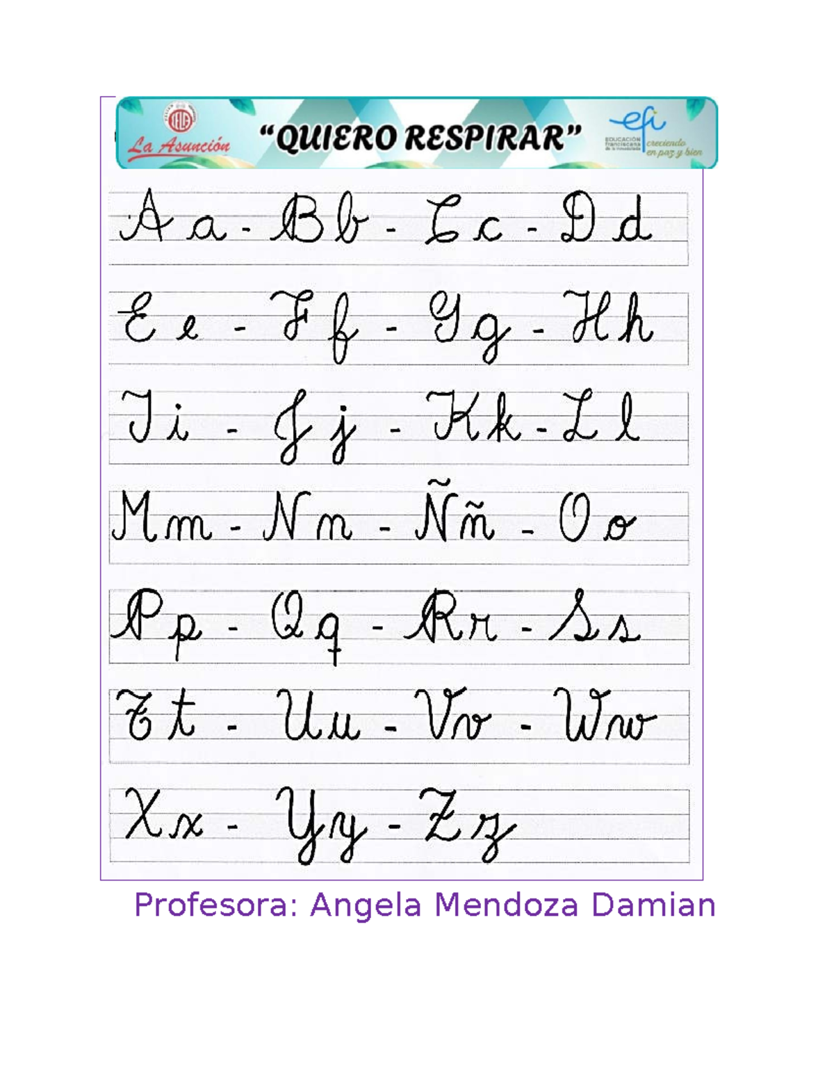 Abecedario Angela - letras romanas - ELD La Asunción efi EDUCACION ...