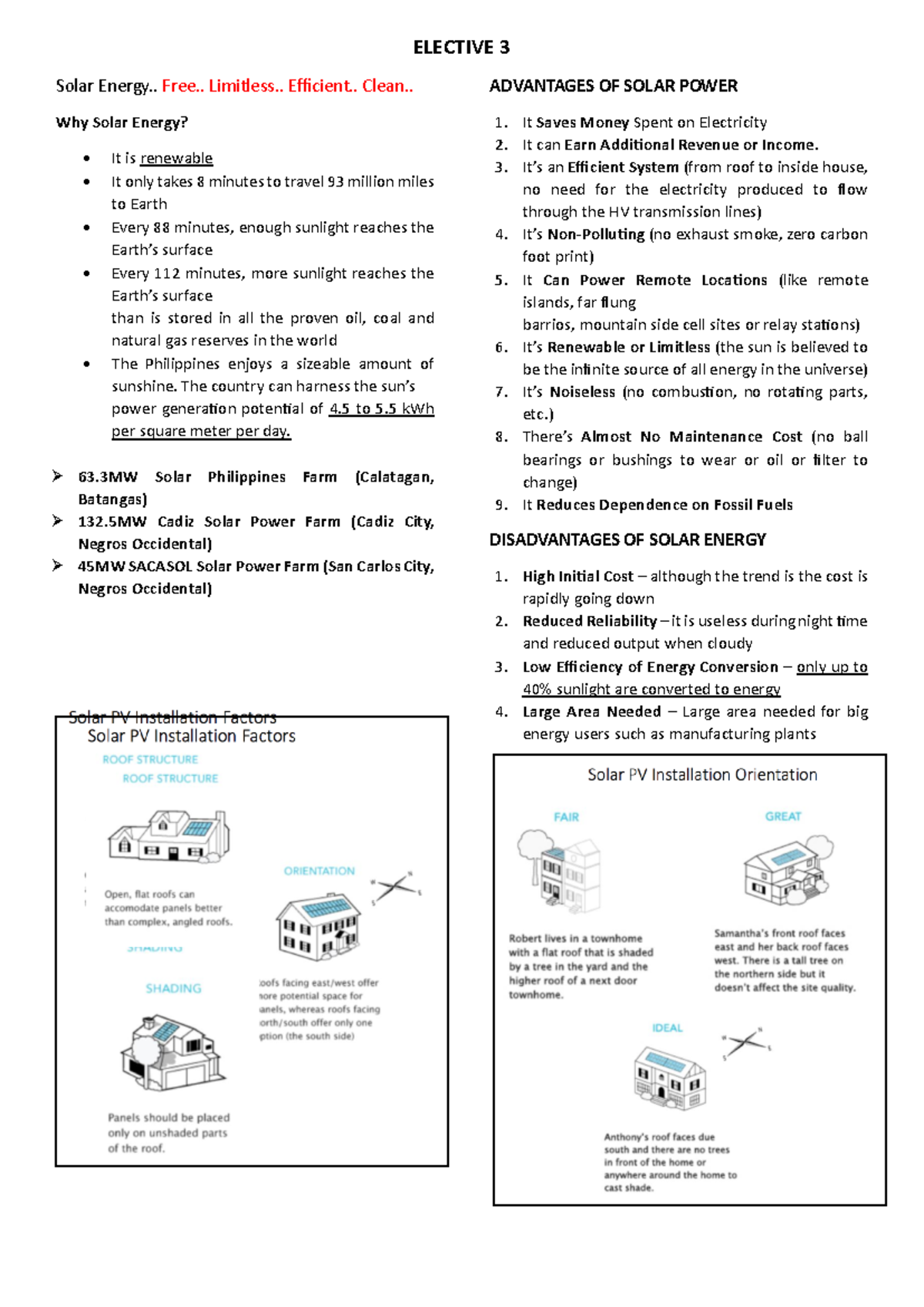 Elective 3 NOTE REV - .nxjsjs - ELECTIVE 3 Solar Energy.. Free ...