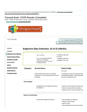 Shadow Health® │copd prescription - Focused Exam: COPD Results ...