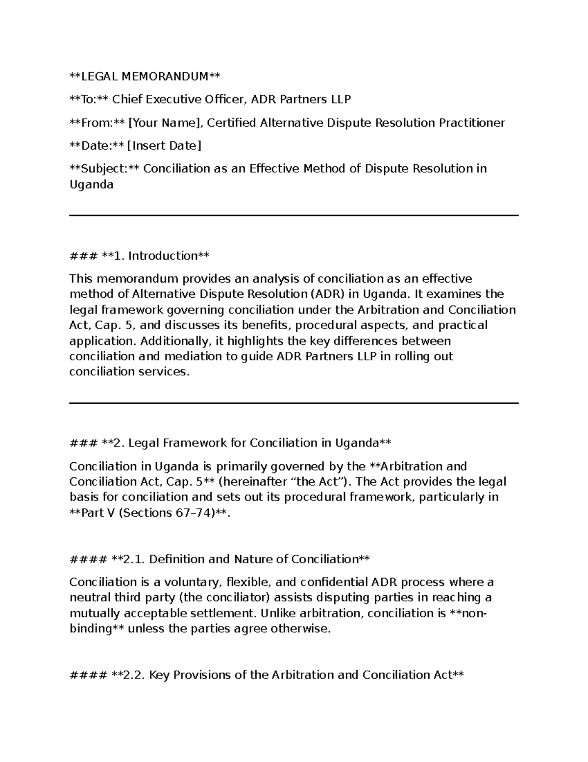 Conciliation as an effective ADR method in Uganda: A comprehensive ...