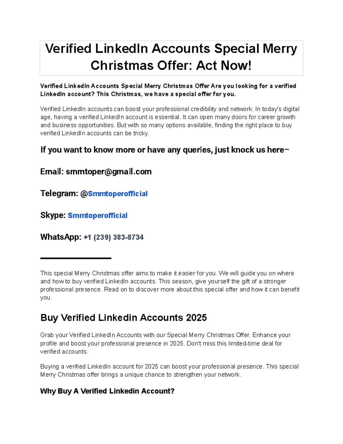 Verified Linked In Accounts Special Merry Christmas Offer Act Now ...