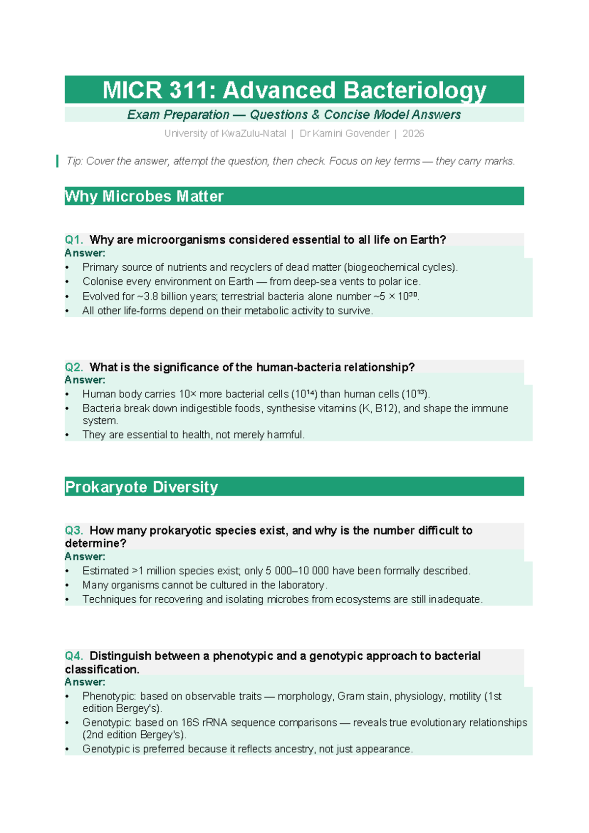 MICR 311: Advanced Bacteriology Exam Prep Questions & Answers - Studocu