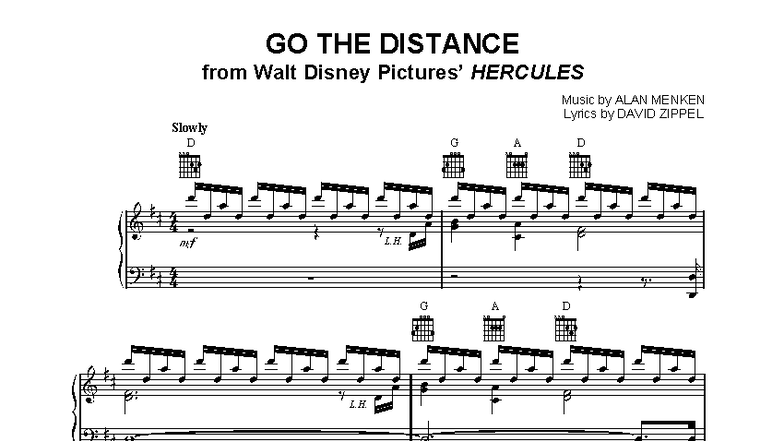 Go The Distance Sheet Music - Hercules (Piano Notes) - Studocu