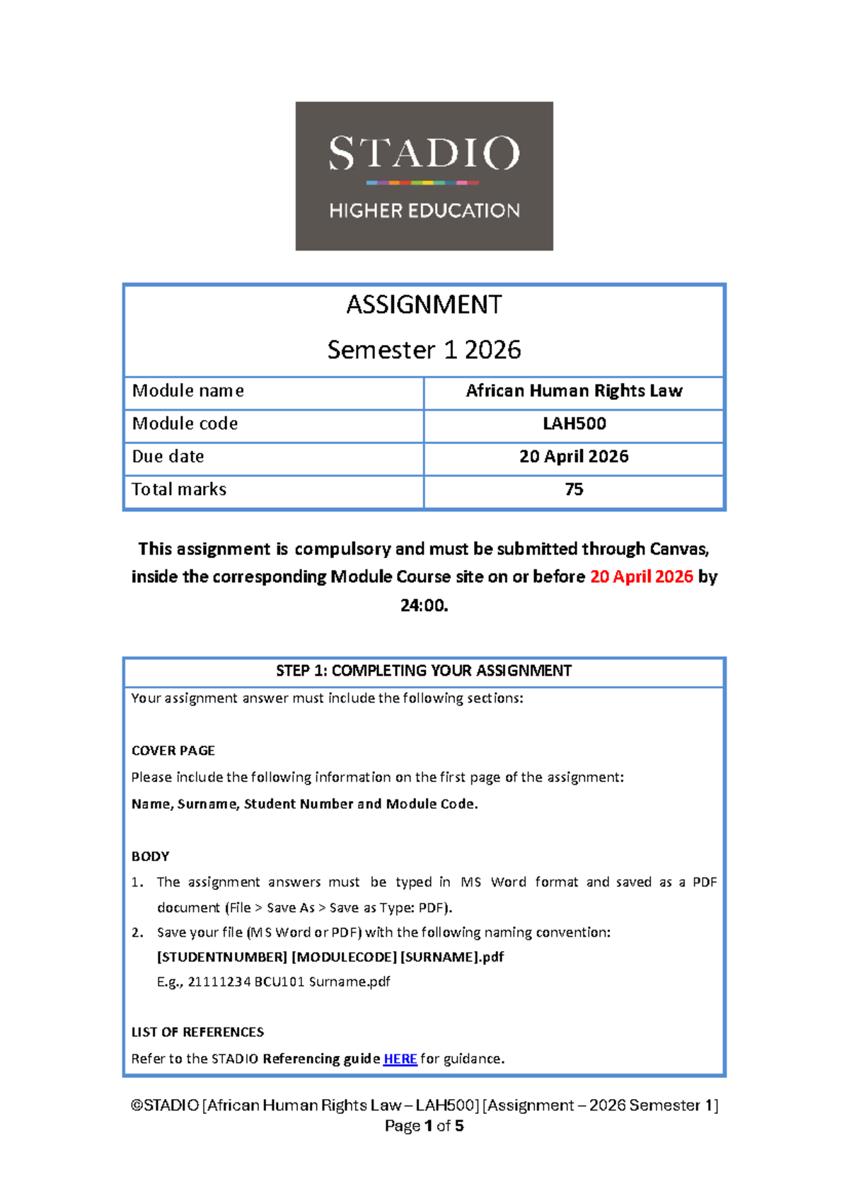 LAH500 2026 Assignment: African Human Rights Law Analysis - Studocu