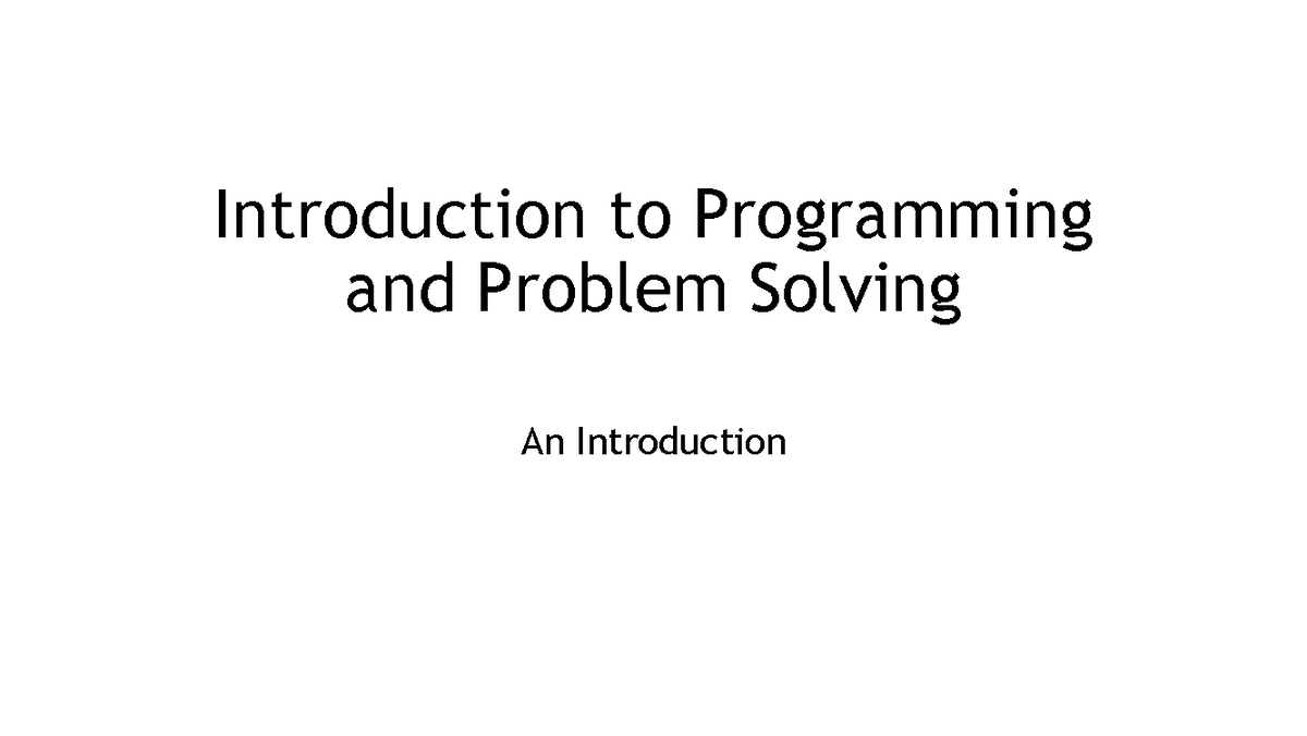 Introduction to Computer Programming (CS101) - Lecture Insights - Studocu