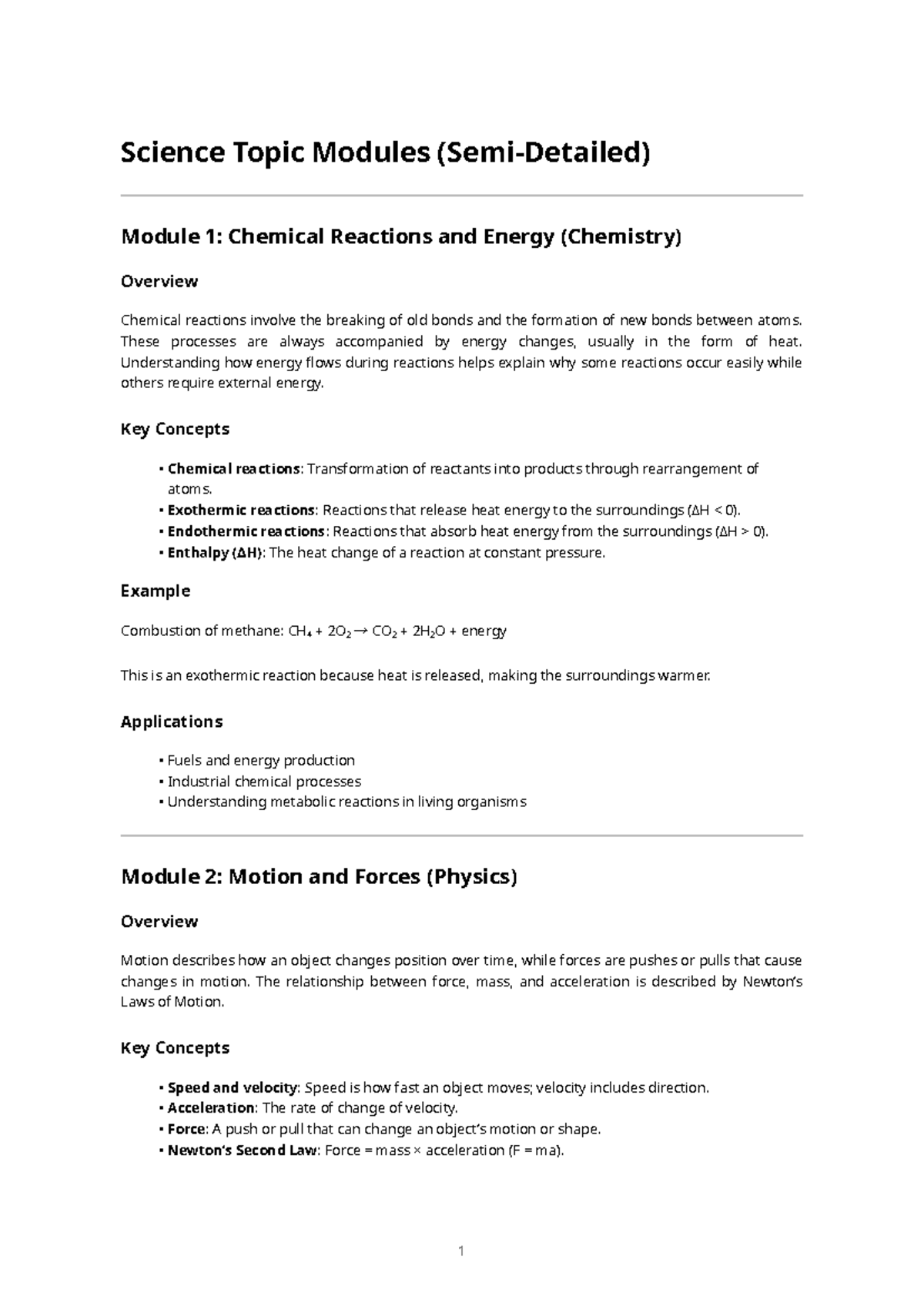 Chemistry Module 1: Chemical Reactions & Energy Overview - Studocu