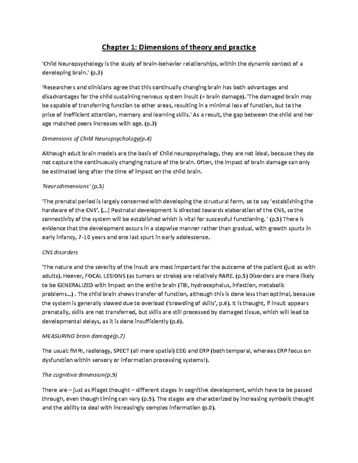 Summary: book - chapter 1 Clinical Neuropsychology: a Practical Guide to Assessment and ...