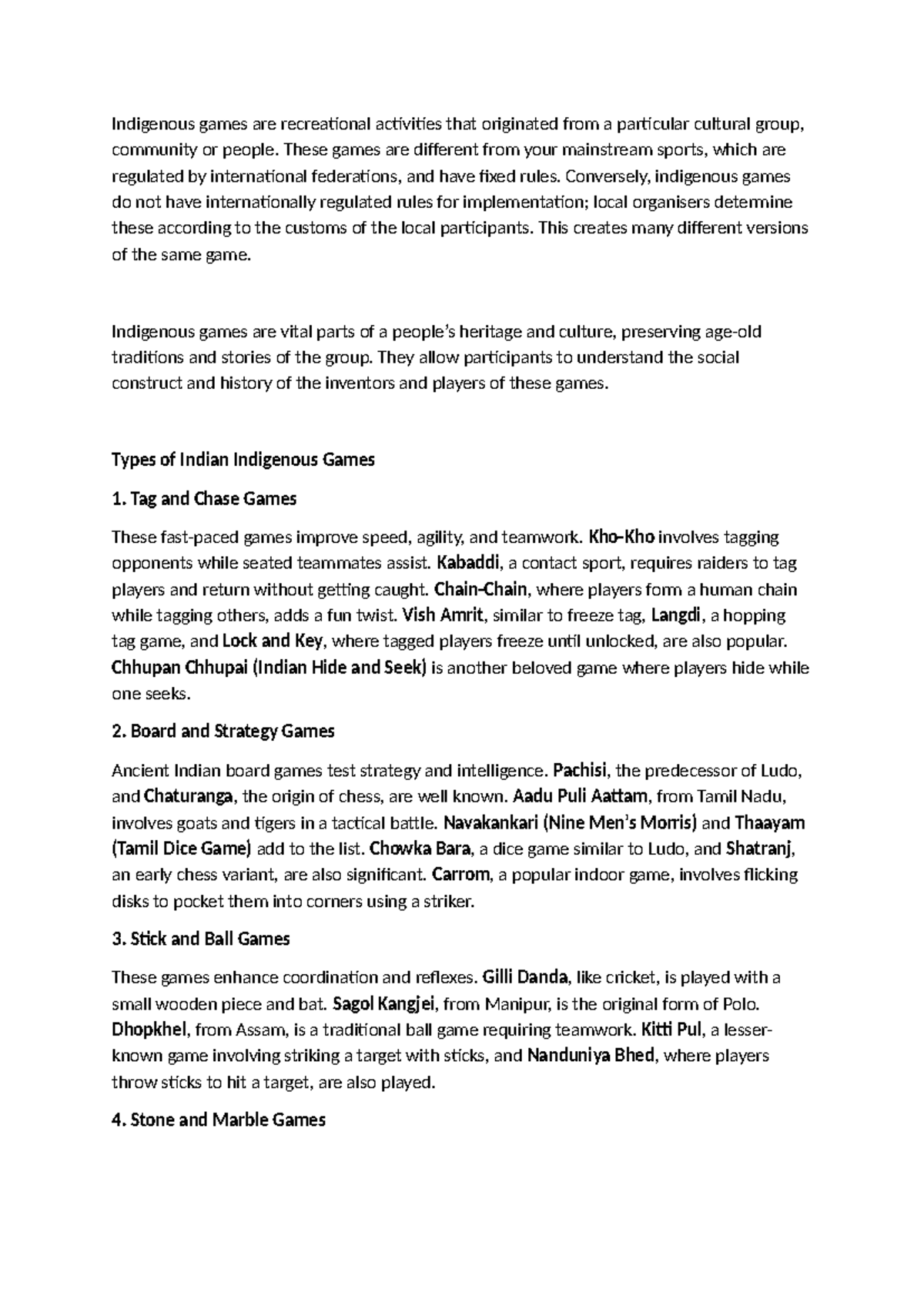 Indigenous Games: Cultural Heritage and Sports Overview - VAC Notes ...