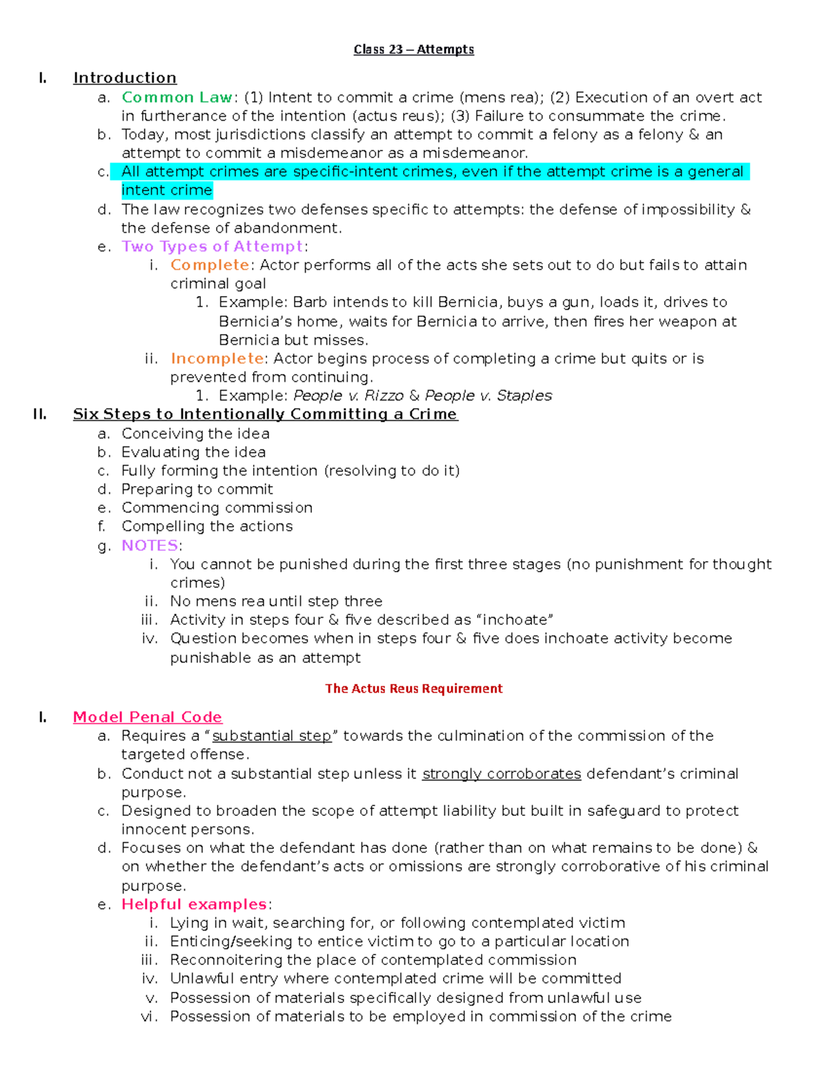 Class 23 – Attempts - Class 23 – Attempts I. Introduction a. Common Law ...