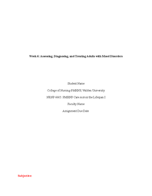 NRNP 6665 Week3 Assignment 2 - Week 3 Assignment 2: Study Plan Student ...