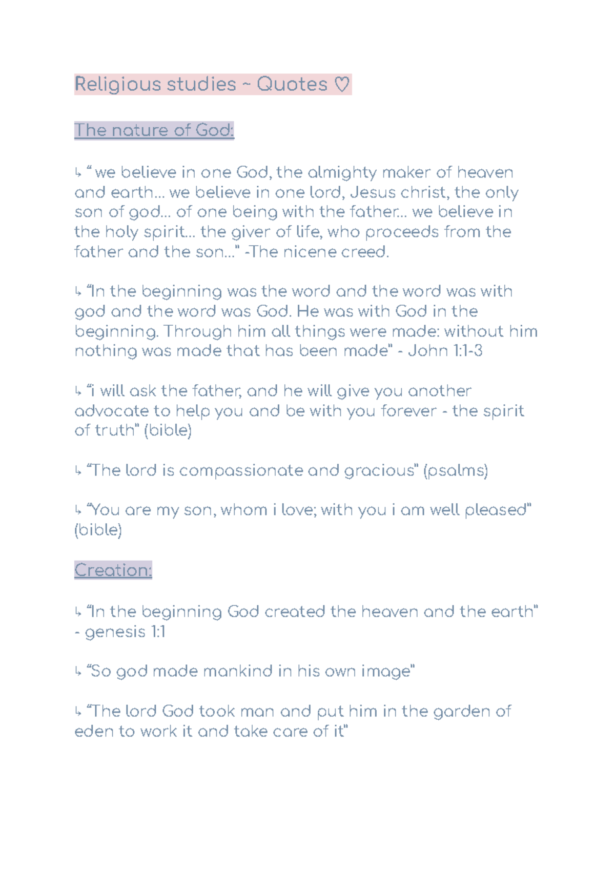 GCSE Religious Studies Paper 1: Key Quotes on Christianity - Studocu