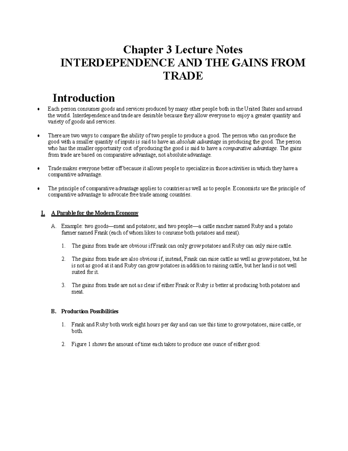 Chapter 3 Lecture Notes: Interdependence and Trade - Studocu