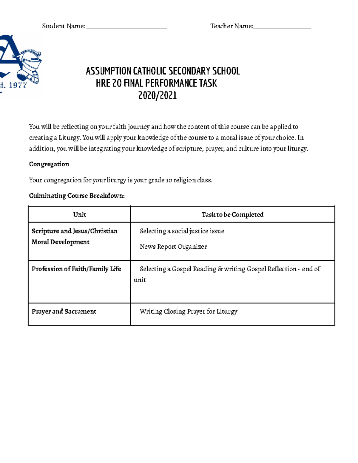 HRE2O Final Performance Task Guidelines - June 2021 - Studocu