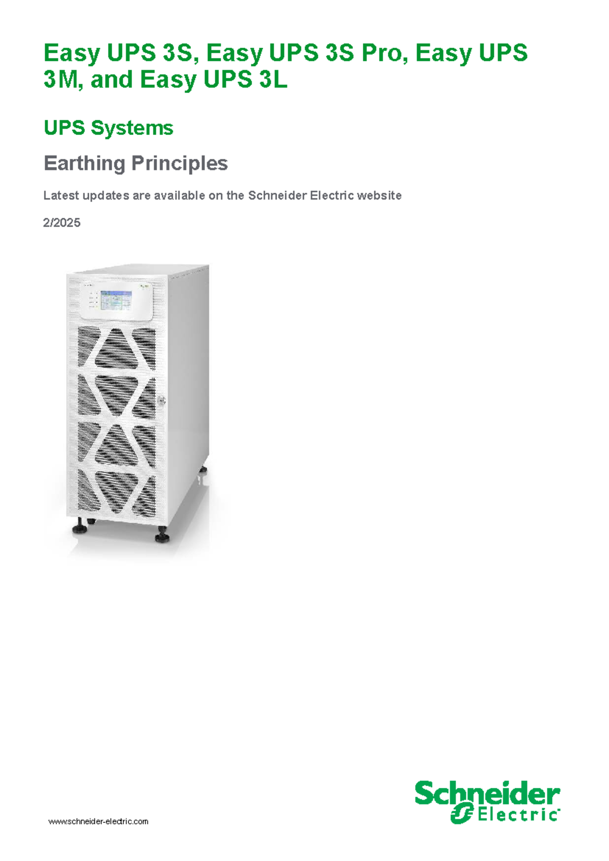 EASY 3S UPS Systems Earthing Principles Guide - Studocu