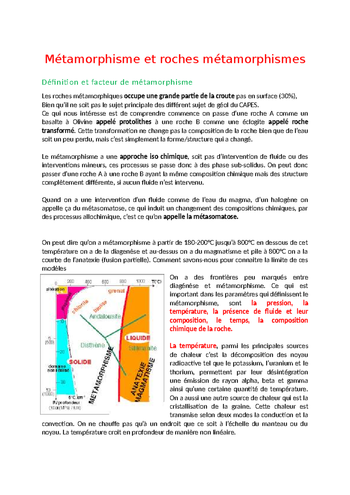 Métamorphisme et Roches Métamorphiques - Introduction et Facteurs ...