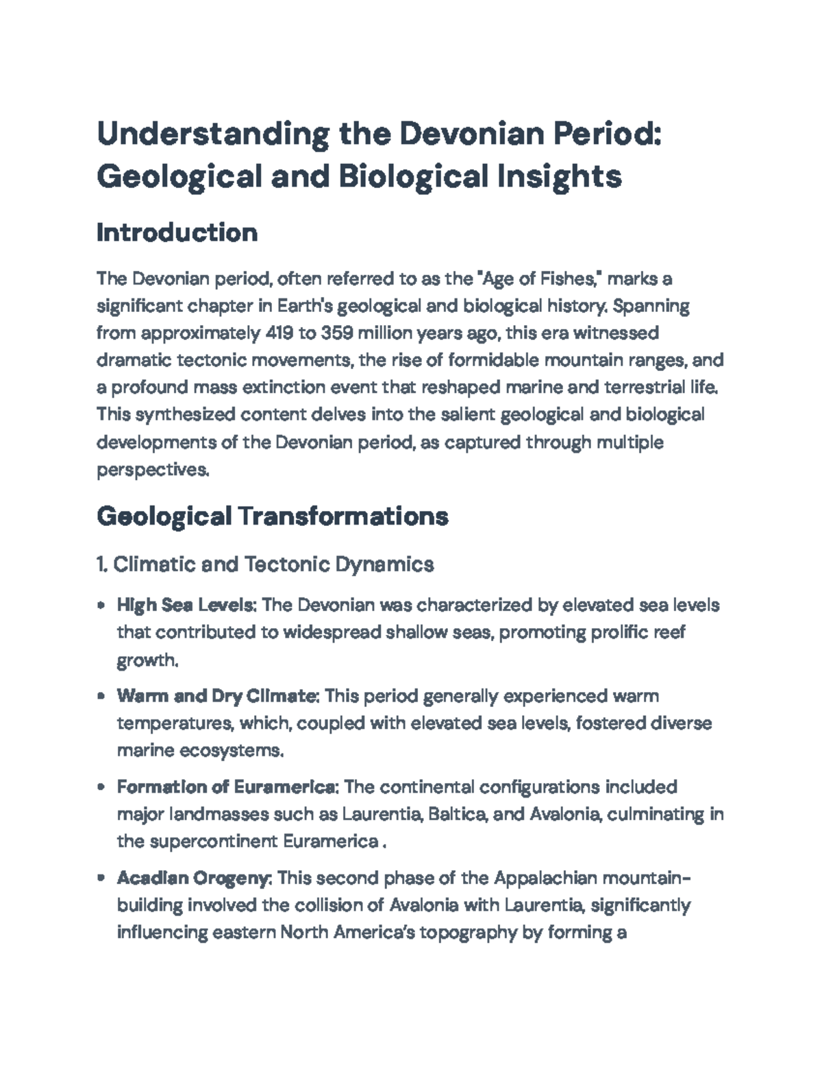 Geological and Biological Insights of the Devonian Period (GEOL101 ...