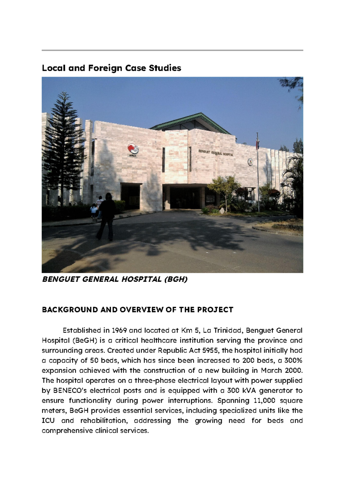 CS BENGUET - Case Study on Benguet General Hospital Design - Studocu