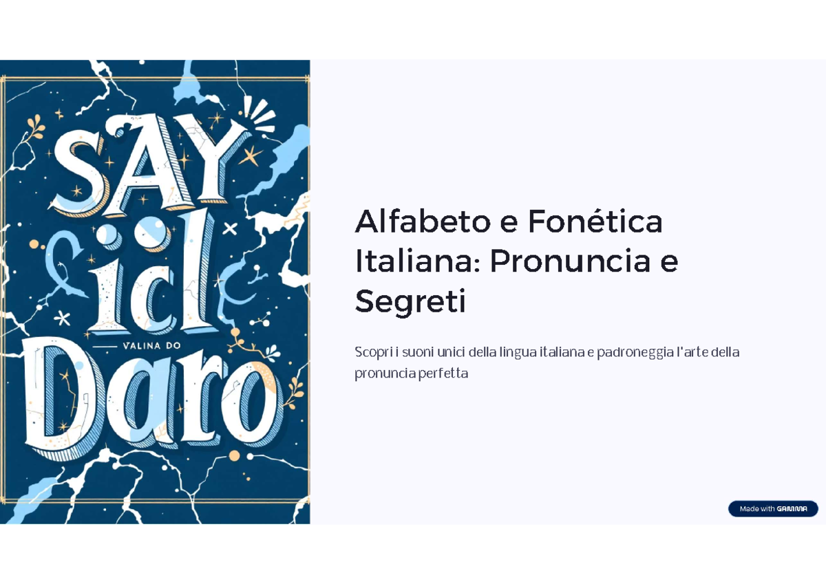 Alfabeto e Fonética Italiana: Guida alla Pronuncia Perfetta - Studocu