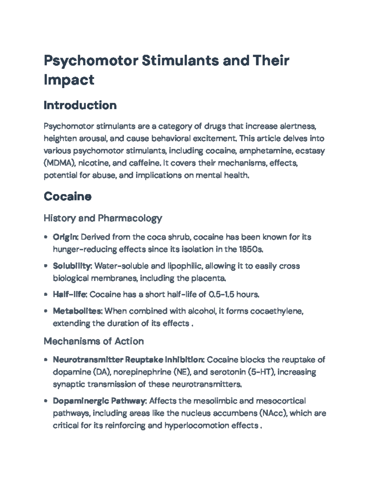Psychomotor Stimulants: Effects, Mechanisms, and Health Risks Explained ...