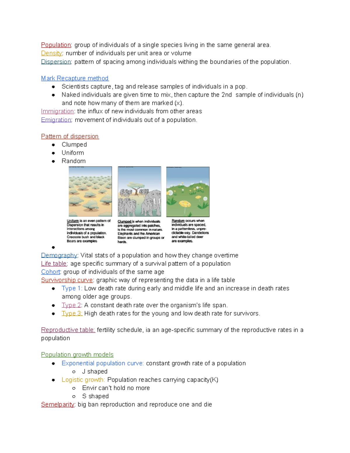 Population Ecology (BIO 101): Lecture Notes & Summaries - Studocu