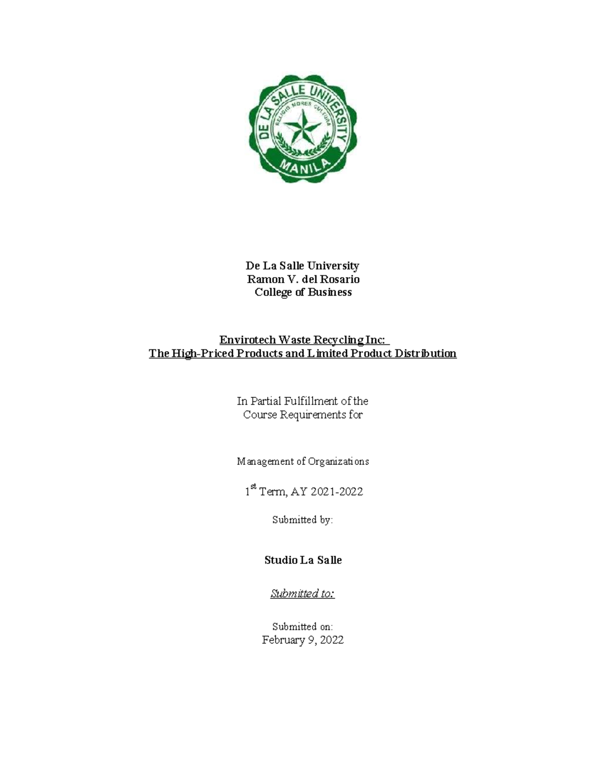 Envirotech Waste Recycling Inc: SWOT & PESTEL Analysis for MGT 101 ...
