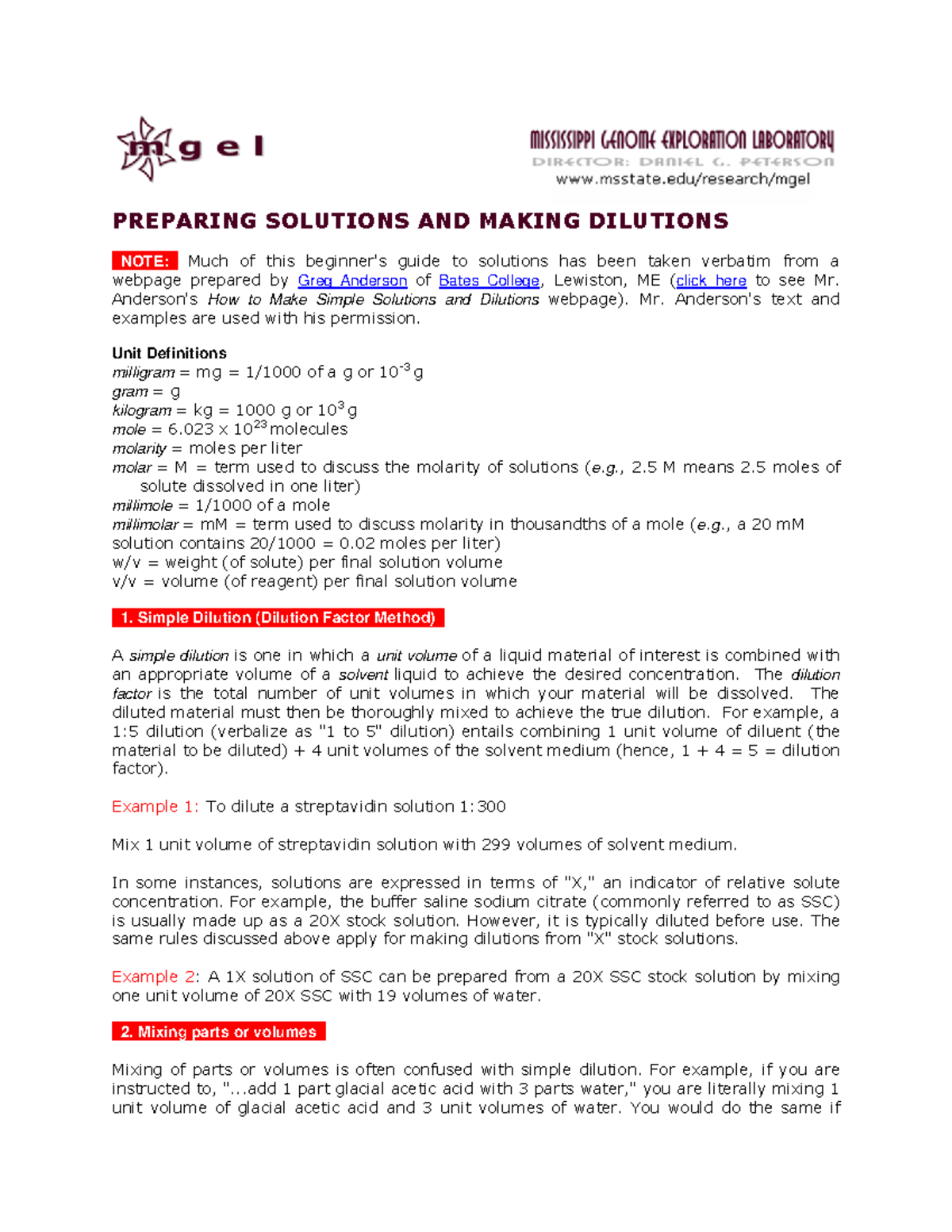 Making Solutions: Simple Dilutions and Concentration Methods - Studocu