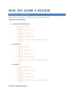 NUR 265 EXAM 1 Review - TEST 1 LAYOUT - NUR 265 EXAM 1 REVIEW UNIT 1 ...