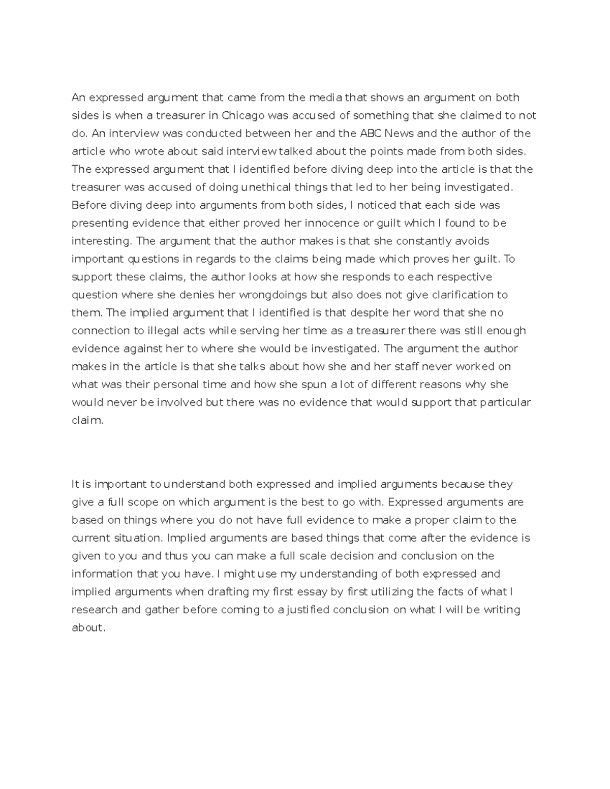 Upload 1 - DQ1 - An expressed argument that came from the media that shows an argument on both ...