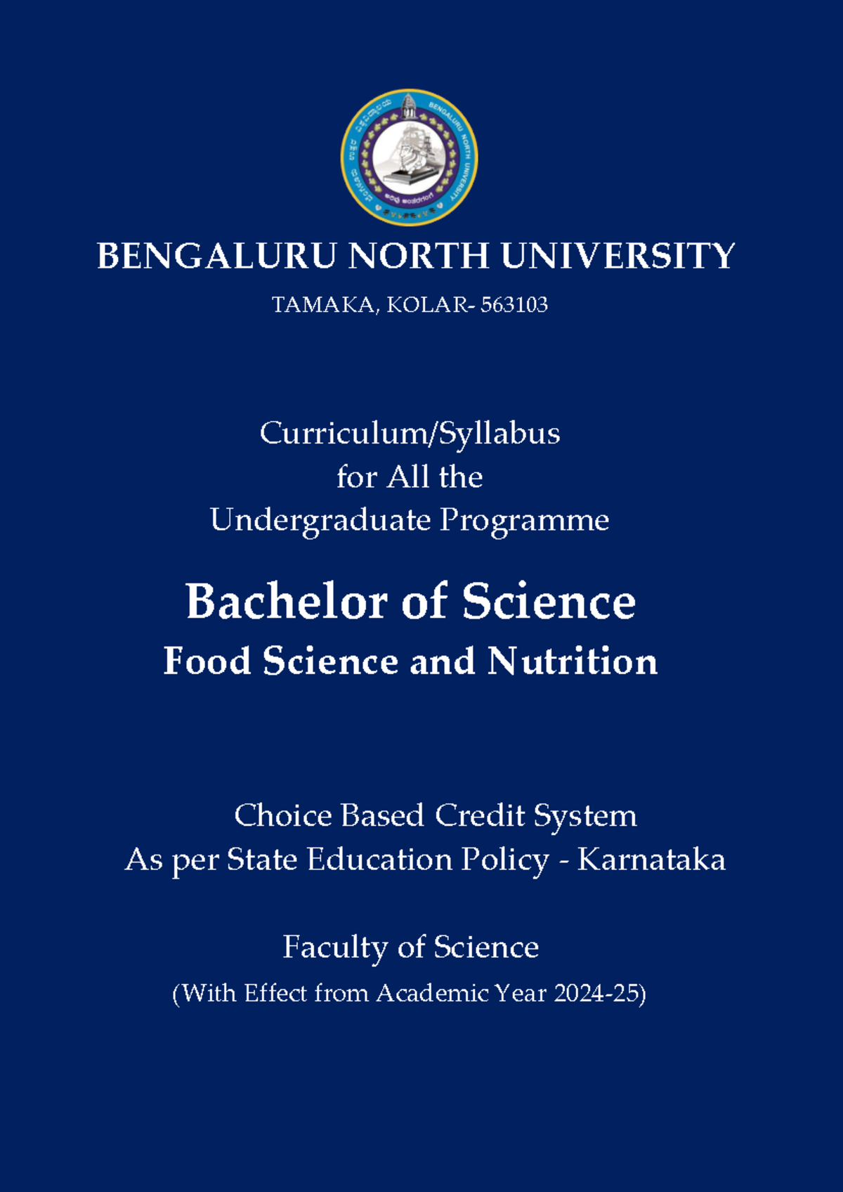 B.Sc. Food Science & Nutrition: Teaching & Assessment Framework - Studocu
