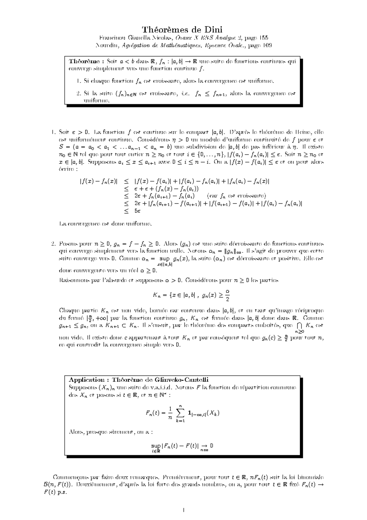 Démonstration du Théorème de Dini (Cours X-ENS Analyse 2) - Studocu