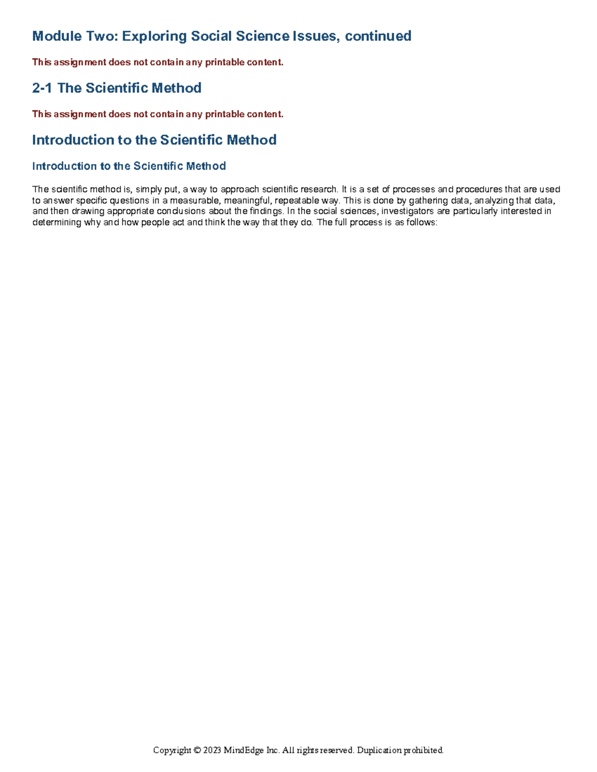 Module Two Exploring Social Science Issues continued - 2-1 The ...