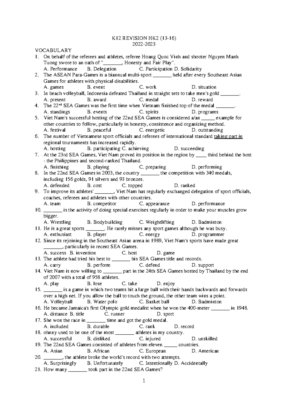 K12- Revision-HK2: Vocabulary and International Organizations Study ...
