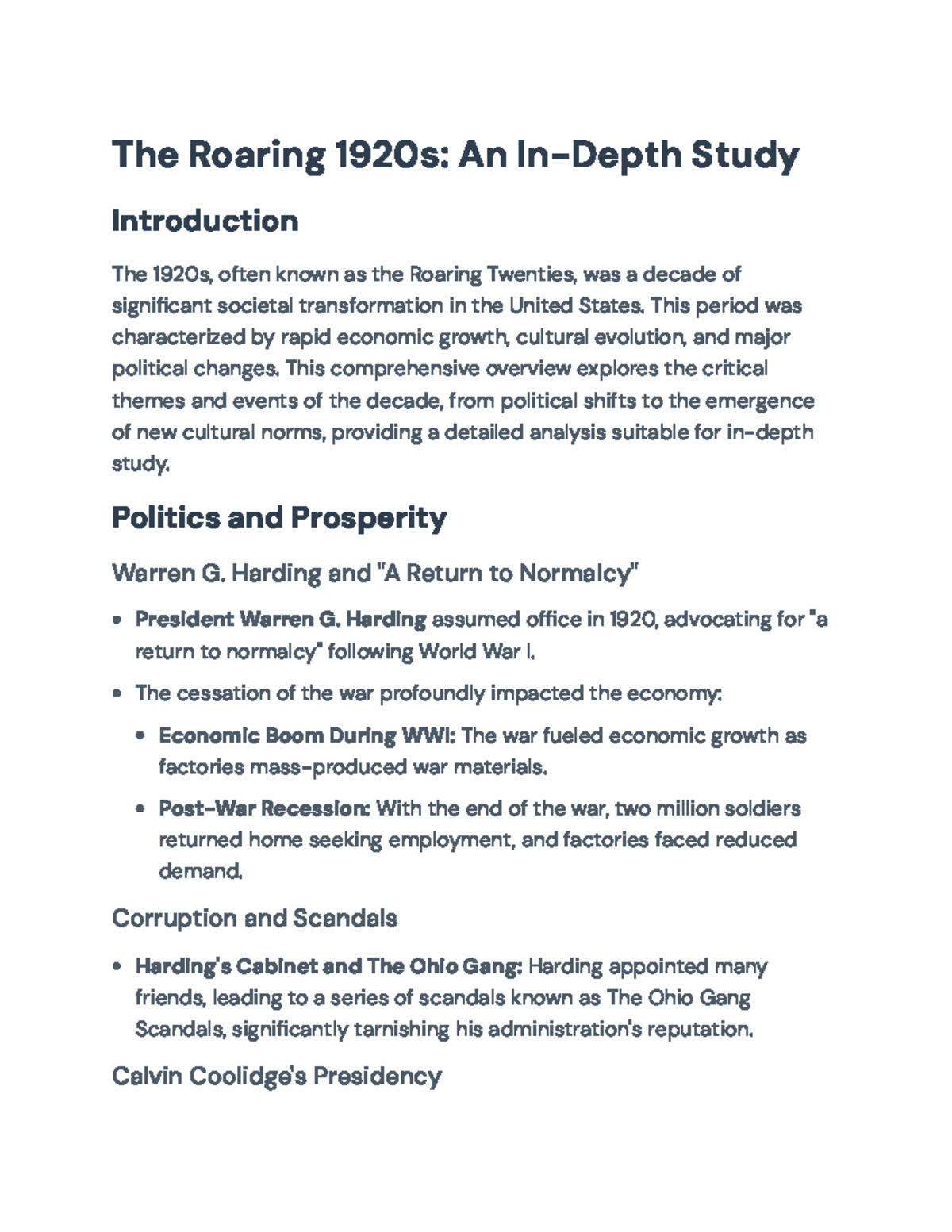 The Roaring 1920s: A Comprehensive Study of America's Transformative ...