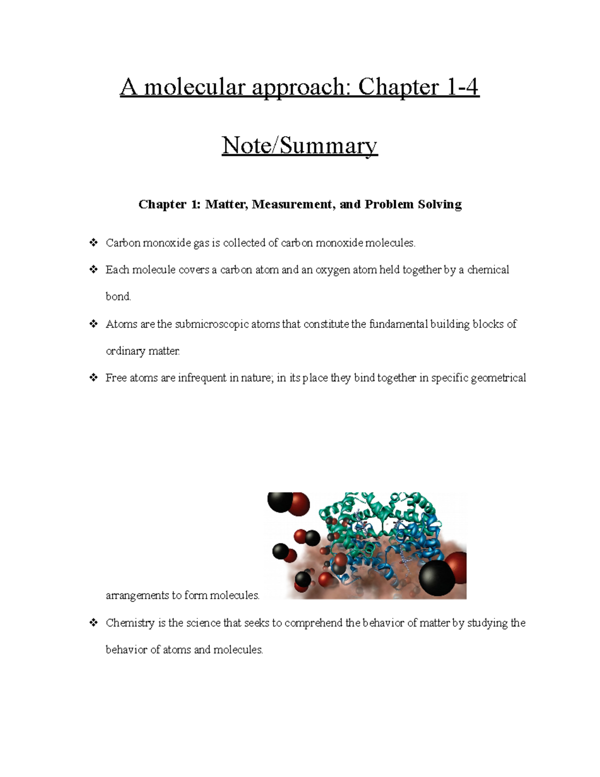 A Molecular Approach 1-4: Chapter 1 Summary and Key Concepts - Studocu