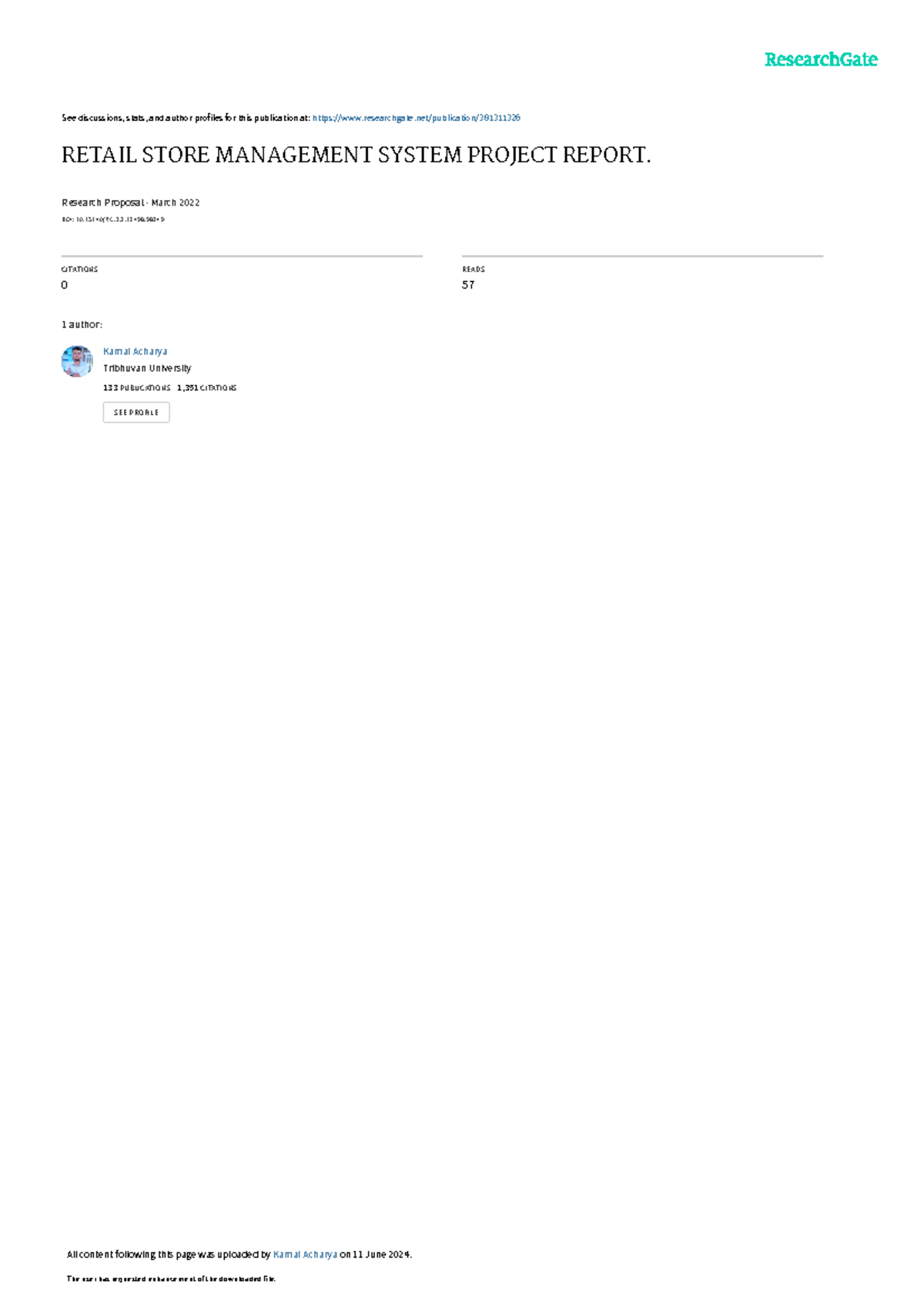 RETAIL STORE MANAGEMENT SYSTEM PROJECT REPORT (Internship) - Studocu