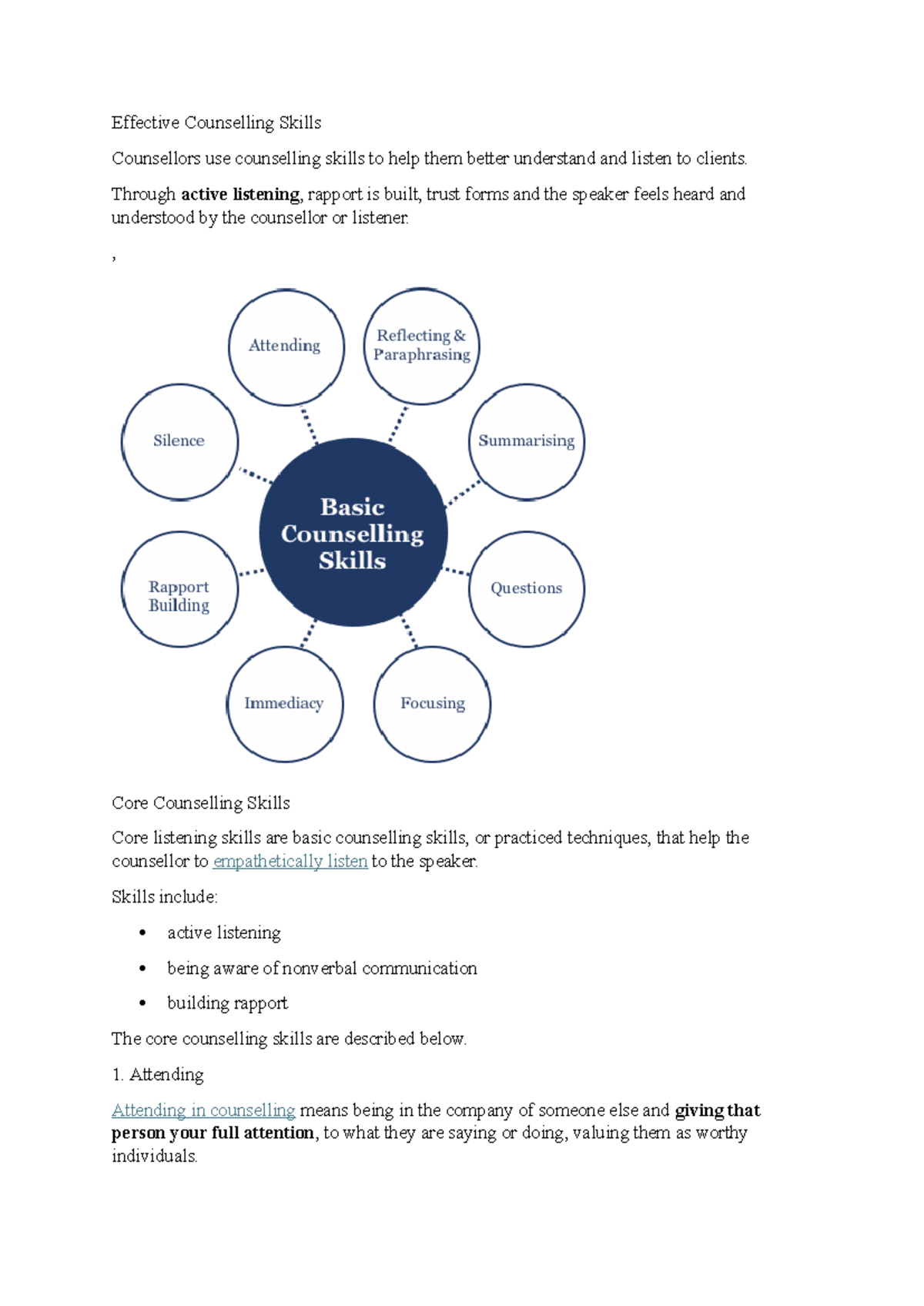 Counselling Skills Overview: Key Techniques for Effective Practice ...