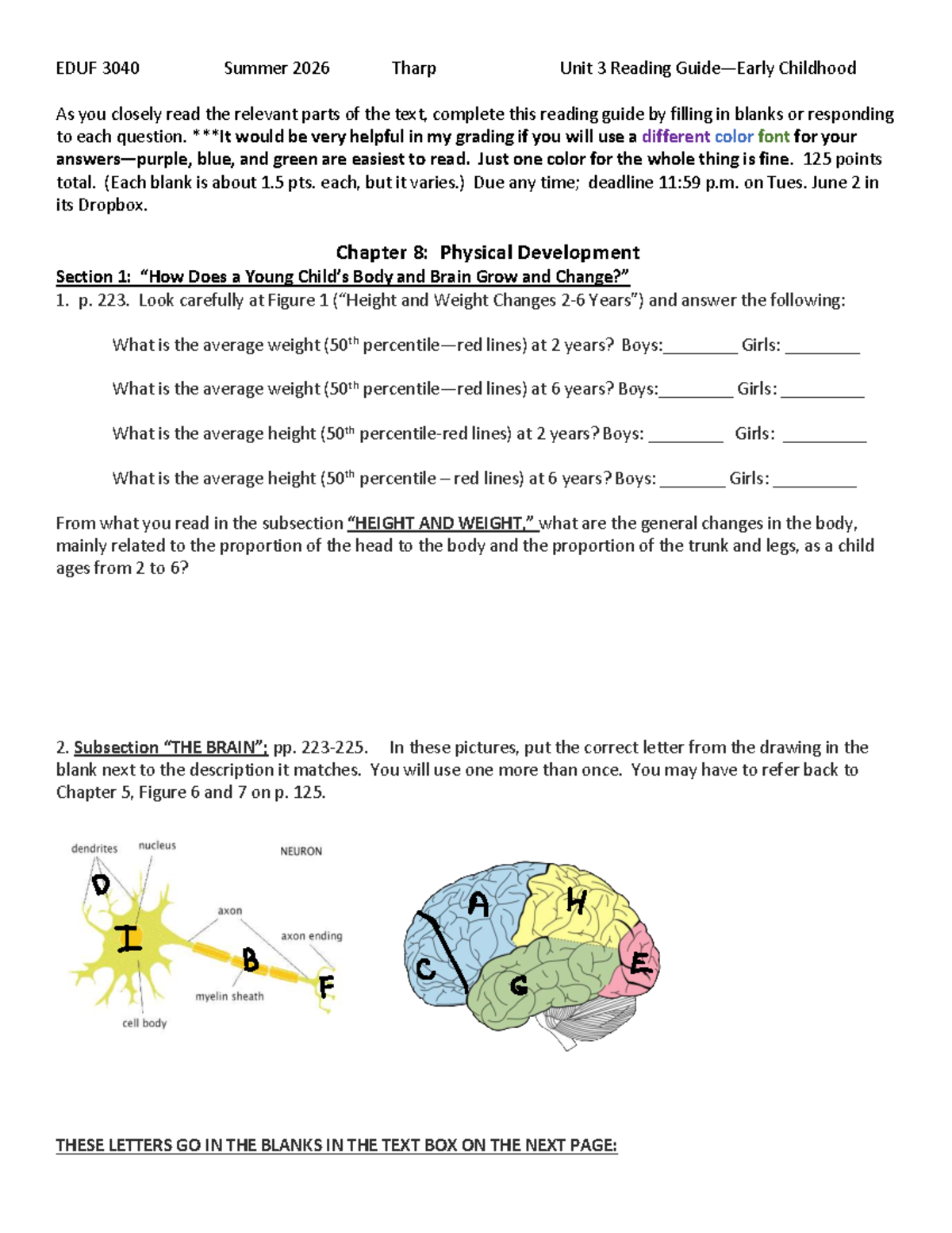 EDUF 3040 Unit 3 Reading Guide: Childhood Development Insights - Studocu